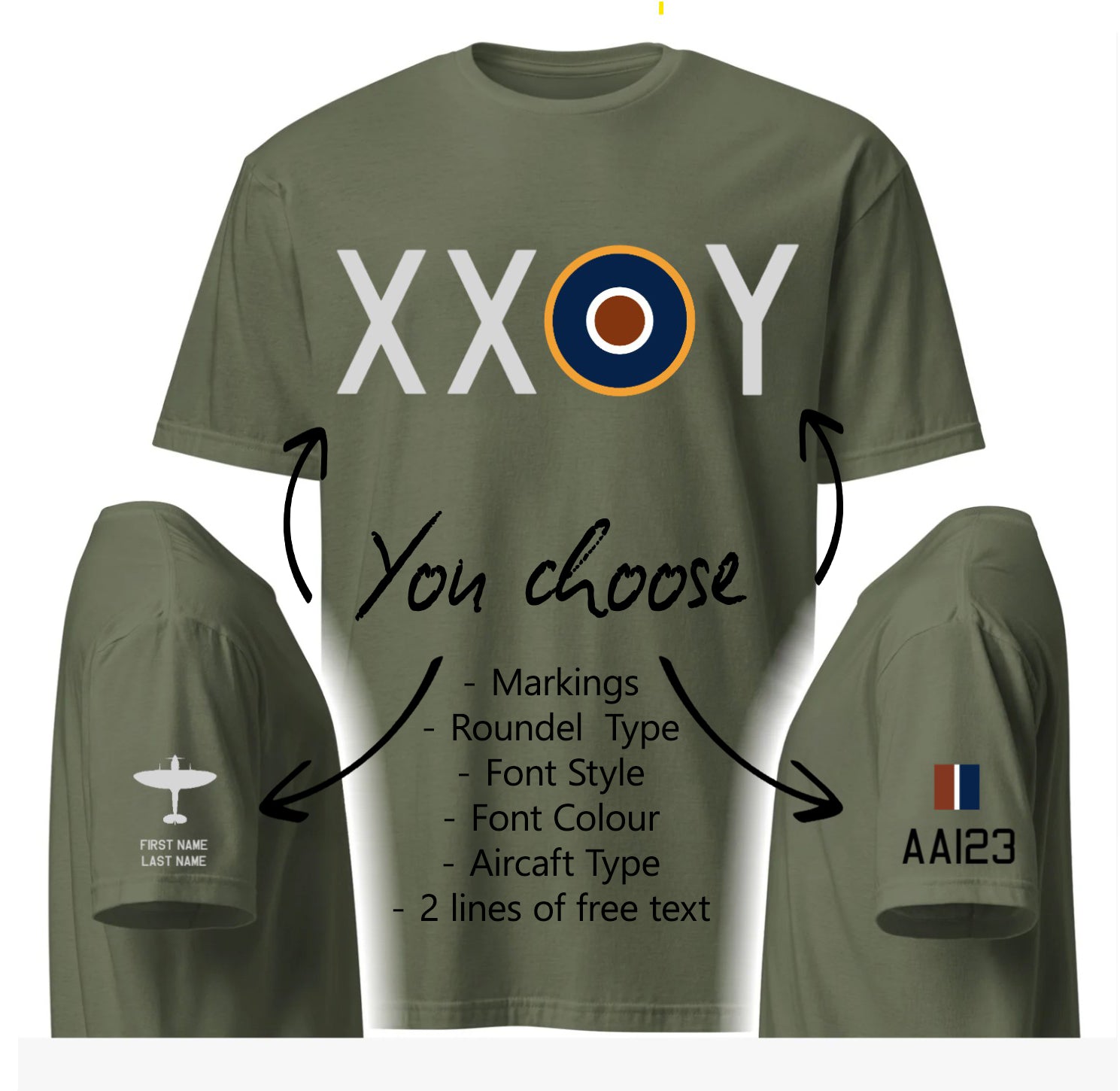 Custom RAF/RAAF Markings Short-Sleeve Lightweight T-Shirt