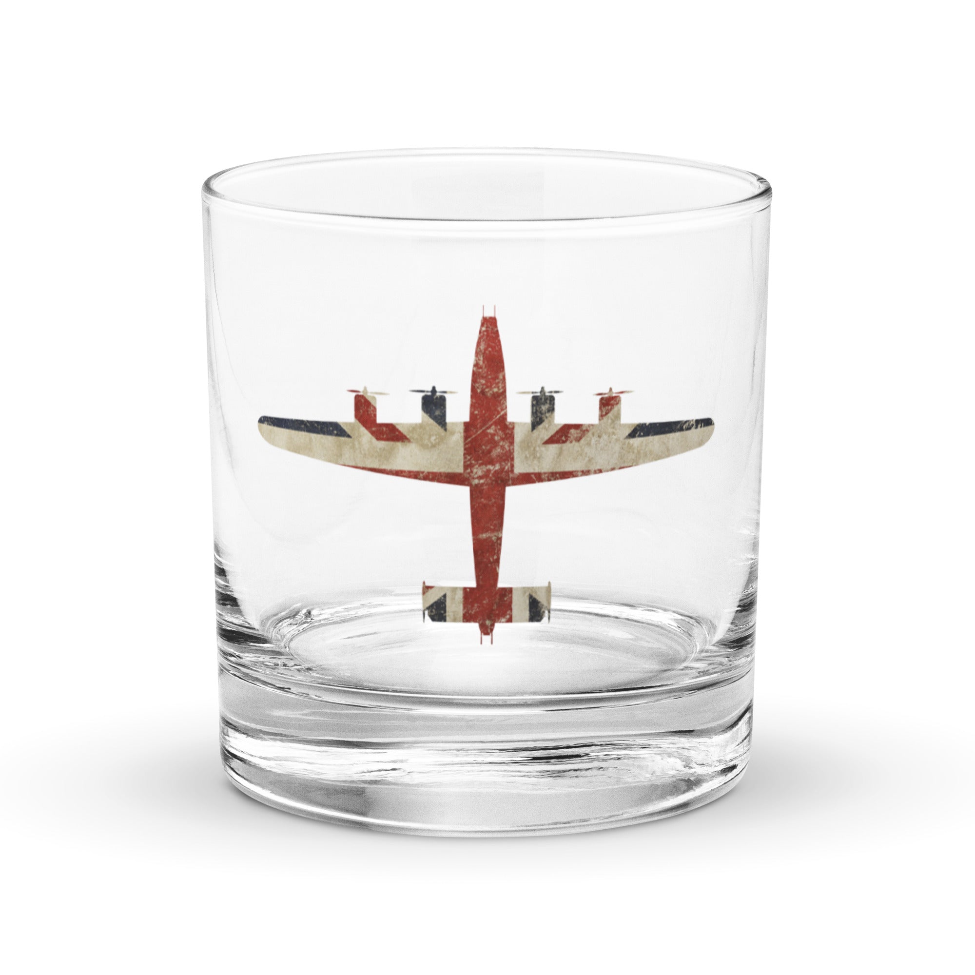 B-24 Liberator Union Jack Rocks Glass